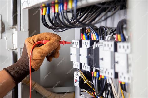 Premium Photo Electrical Engineer Checks Electrical System By