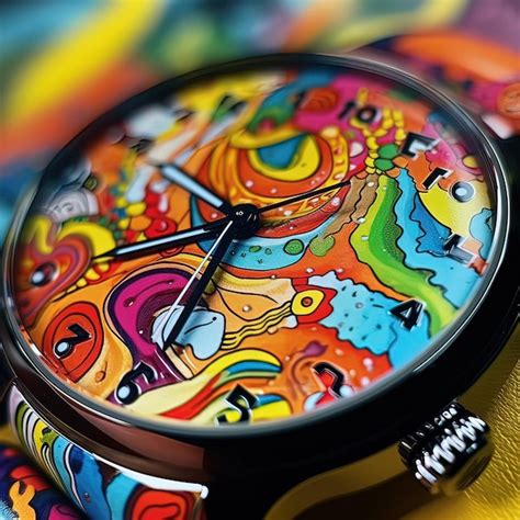Premium Ai Image Close Up View Of Colorful Hand Watch Generative Ai