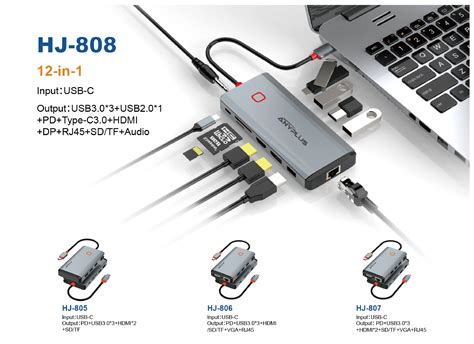In Usb C Hub Usb Usb Pd W Type C Hd Mi Dp Rj M Sd Tf Audio Usb C