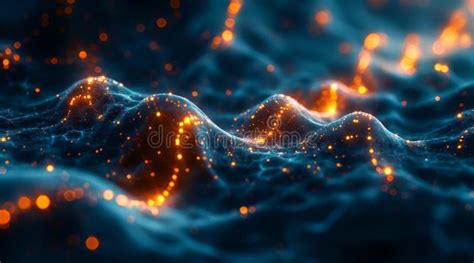 Detailed View Of Sci Fi Network Of Interconnected Nodes And Glowing Orbs Generative Ai Stock