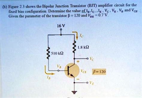 Solved Figure 2 3 Shows The Bipolar Junction Transistor Bjt Amplifier Circuit For The Fixed