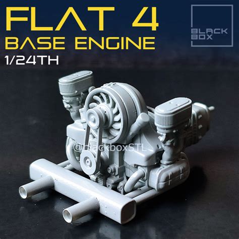3d Printable Flat Four Base Engine 1 24th For Modelkits And Diecast By
