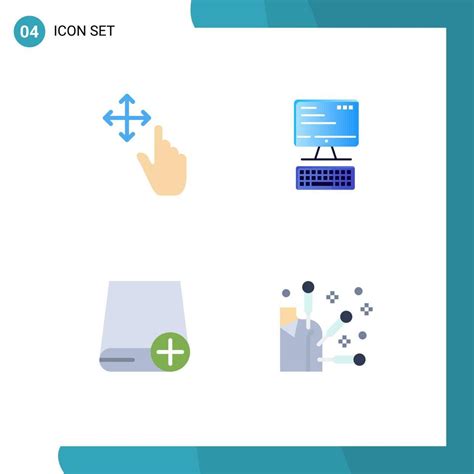 Group Of 4 Modern Flat Icons Set For Finger Devices Computer Computing Gadget Editable Vector