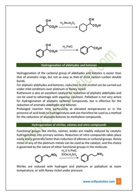 Reduction Using Catalytic Hydrogenation Pdf Chemistry Science