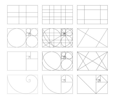 Golden Ratio Frames Set Method Golden Section Template Fibonacci