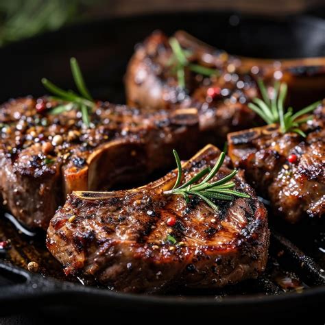 Premium Photo Organic Grilled Lamb Chops Sizzling Generative Ai