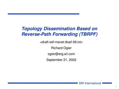 Ppt Topology Dissemination Based On Reverse Path Forwarding Tbrpf