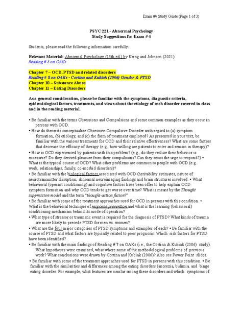Study Guide Exam S Exam Study Guide Page Of Psyc