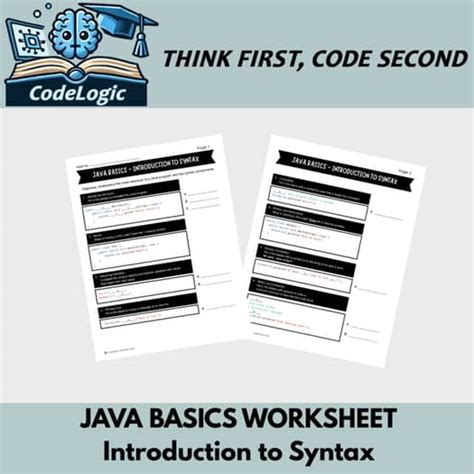 Free Java Syntax Practice Worksheet And Answer Key By Codelogic Classroom