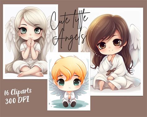 Chibi Angels Clipart Png Cute Angels Sublimation Bundle Angel Png Angel Sublimation Angel
