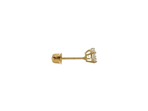 14k Solid Gold Round Cut Cubic Zirconia Stud Earrings Gem