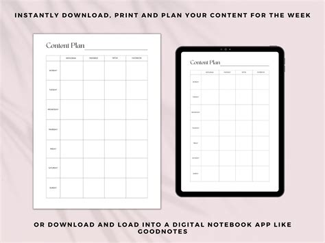 Social Media Content Planner Printable Planner Content Idea Planner Pdf