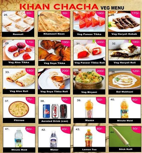 Menu At Khan Chacha New Delhi Epicuria Mall