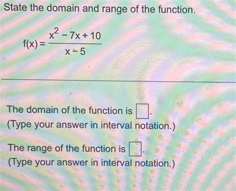 Solved State The Domain And Range Of The Function Chegg Com