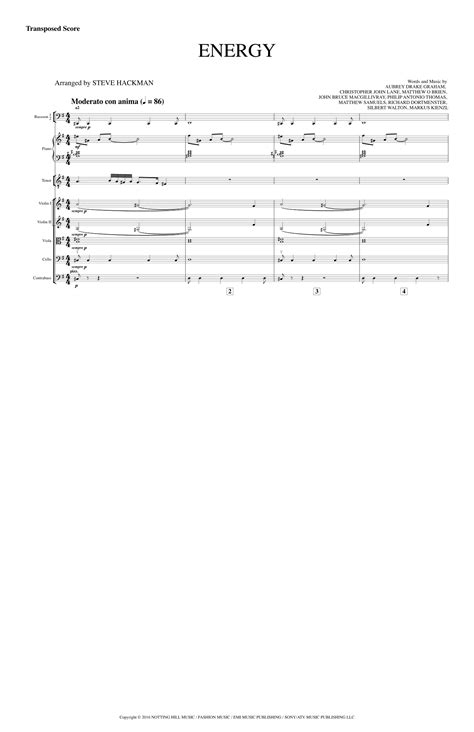 Energy Score Only Arr Steve Hackman Sheet Music Drake Full