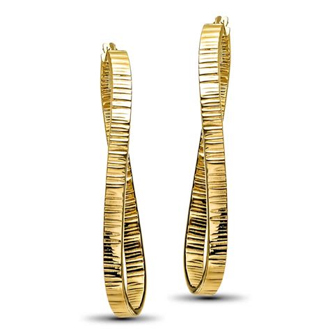 Buy 14k Gold Textured Oval Hoop Earrings Apmex