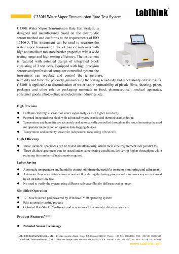 C330h Water Vapor Transmission Rate Test System Labthink Instruments