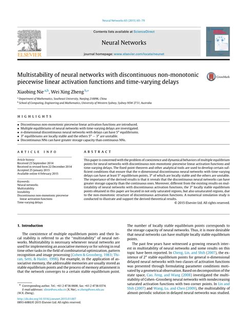 Pdf Multistability Of Neural Networks With Discontinuous Non