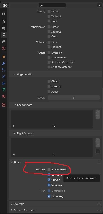 rendering disabling hdri only for a specific render layer blender