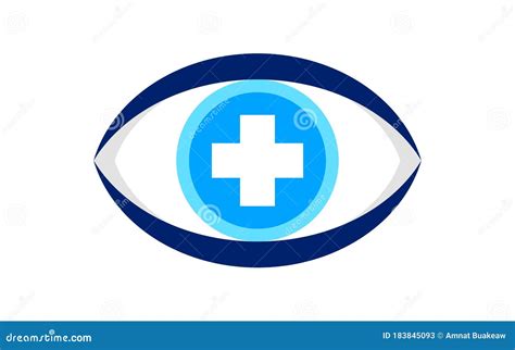 Eye Blue With Cross Sign Isolated On White Eyeball And Plus Symbol