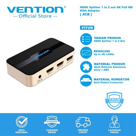 Jual Vention HDMI Splitter In Out HDMI Duplicate Screen Shopee Indonesia