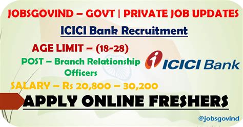 Icici Bank Recruitment 2022 For Branch Relationship Officers Apply
