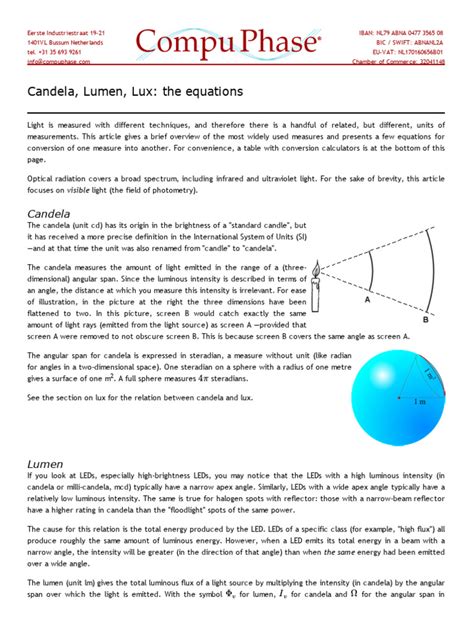 Candela Lumen Lux The Equations 4p Download Free Pdf Lighting