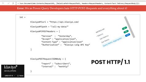 Klaviyo Api Post Request In Power Query Power Bi Excel