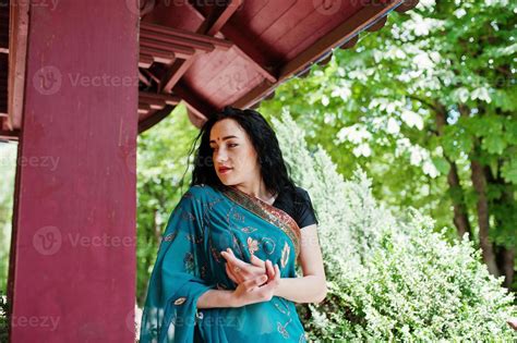 Portrait Of Beautiful Indian Brumette Girl Or Hindu Woman Model