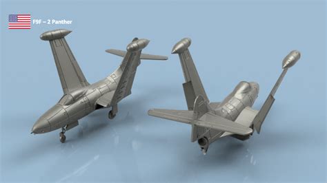 Grumman F9f 2 Panther Folded Wings 3d Printing 5 Pcs Model Do