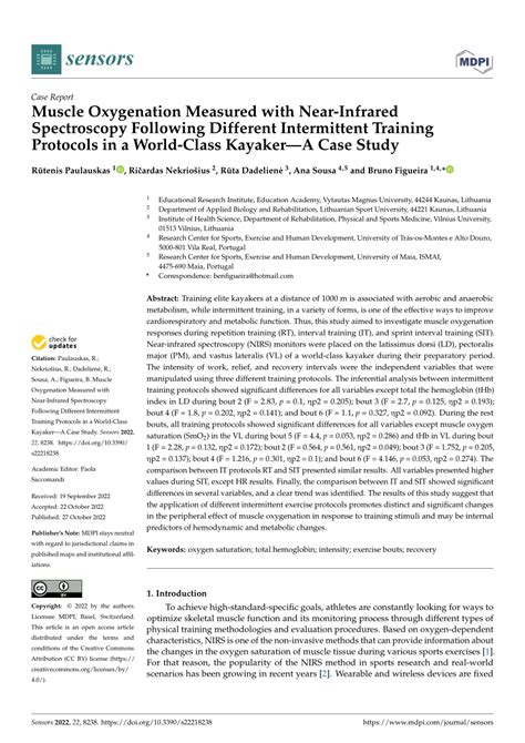 Pdf Muscle Oxygenation Measured With Near Infrared Spectroscopy Following Different