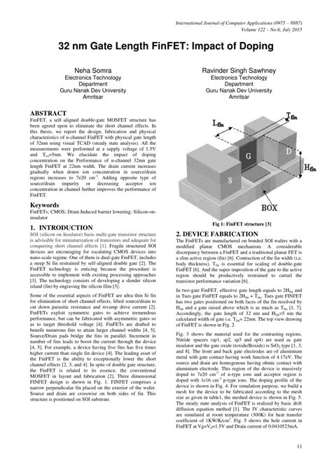 PDF Nm Gate Length FinFET Impact Of Doping