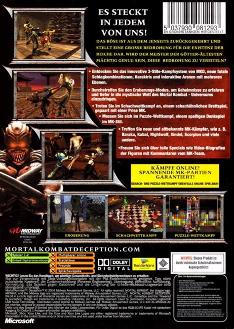 Mortal Kombat Deception Boxarts For Microsoft Xbox The Video Games