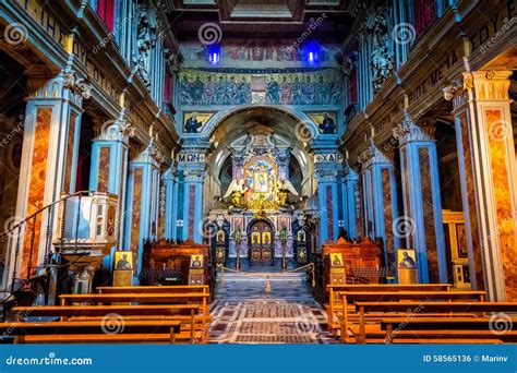 Interior Of The Abbey Church Of Santa Maria In Grottaferrata Stock