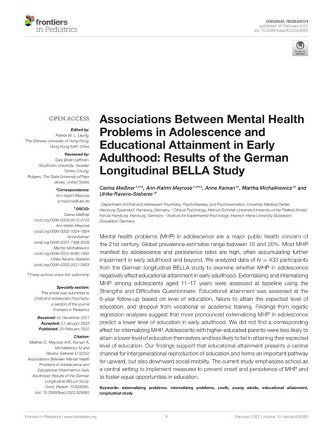 Pdf Associations Between Mental Health Problems In Adolescence And Educational Attainment In