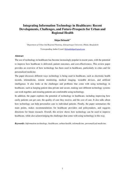 Integrating Information Technology In Healthcare Recent Developments
