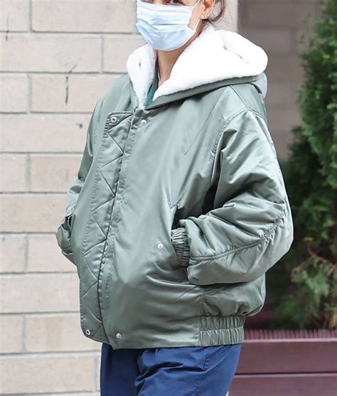 Katie Holmes Smokey Green Hooded Jacket Tlc