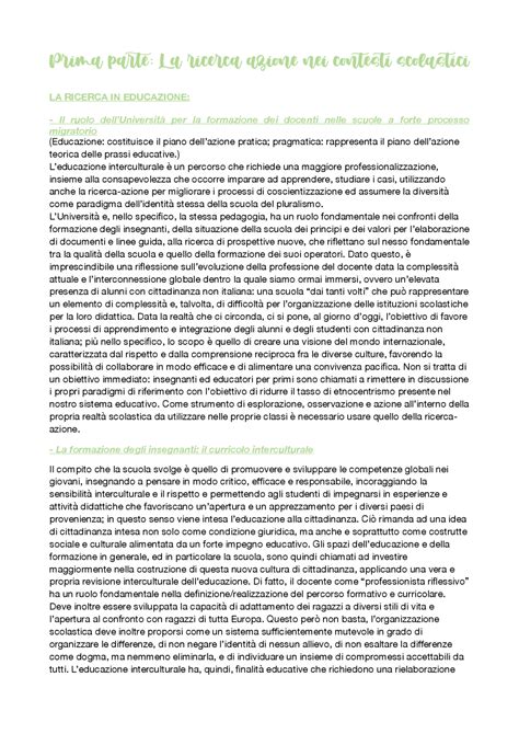 Riassunto Del Libro La Ricerca Pedagogica Nei Contesti Multiculturali