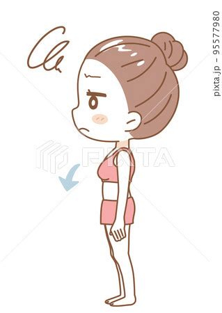 女性 垂れ乳のイラスト 全身図のイラスト素材 PIXTA