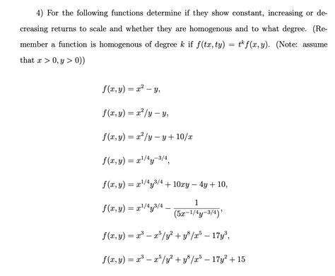 solved 4 for the following functions determine if they show