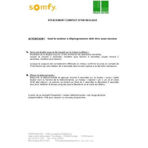 Effacer Une Programmation RTS SOMFY SIMU VDS VOLETS DU SUD