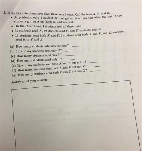 Solved In The Discrete Structures Class There Were 3 Tests