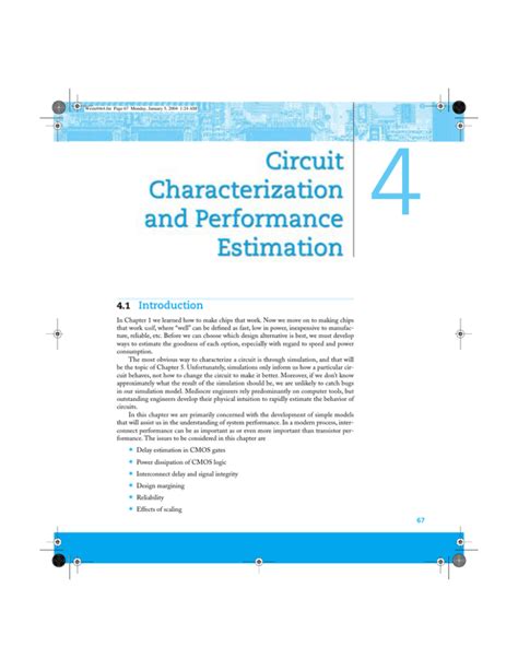 Circuit Characterization And Performance Estimation