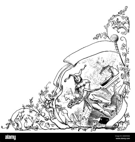 Antique 19th Century Illustration Of A Food Frame Isolated On White
