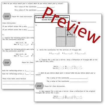 Reflections Guided Notes Transformations By Lauren Fulton TpT