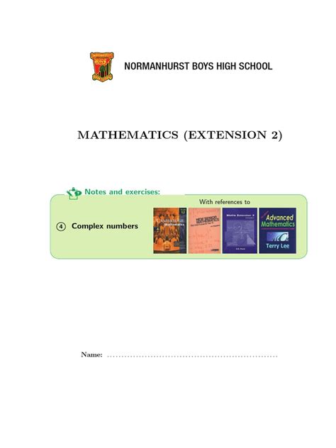 Complex Number Hsc Nsw Extension 2 Maths Pdf Complex Number