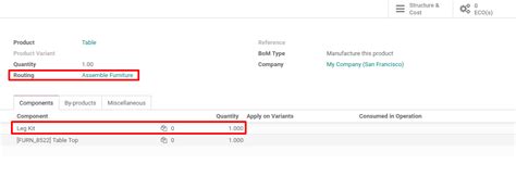 Set Routings On Kit Bills Of Materials Odoo Documentation