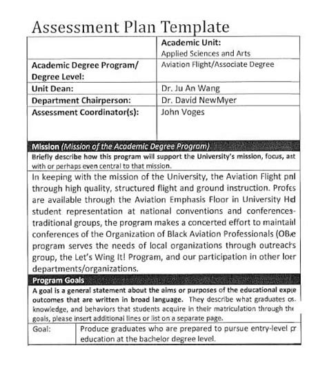 8 Assessment Plan Template Room