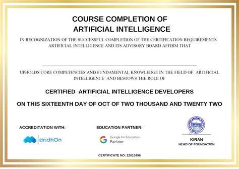 Artificial Intelligence Training And Placement In India DridhOn