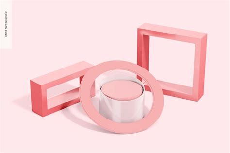 링 모형이 있는 실린더 글로시 핑크 연단 무료 Psd 파일